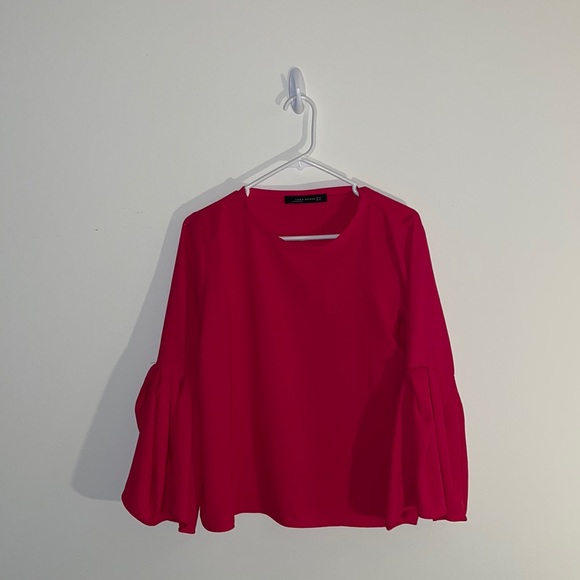 Zara | Tops | Very Classy And Stylish Pink Top With Flare Arms | Poshmark